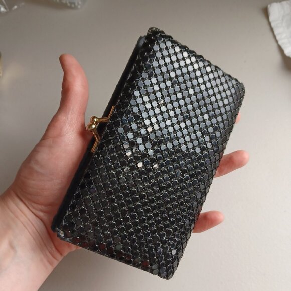 Vintage | Bags | Vintage Glam Black Metal Mesh Wallet 35 X 575 | Poshmark